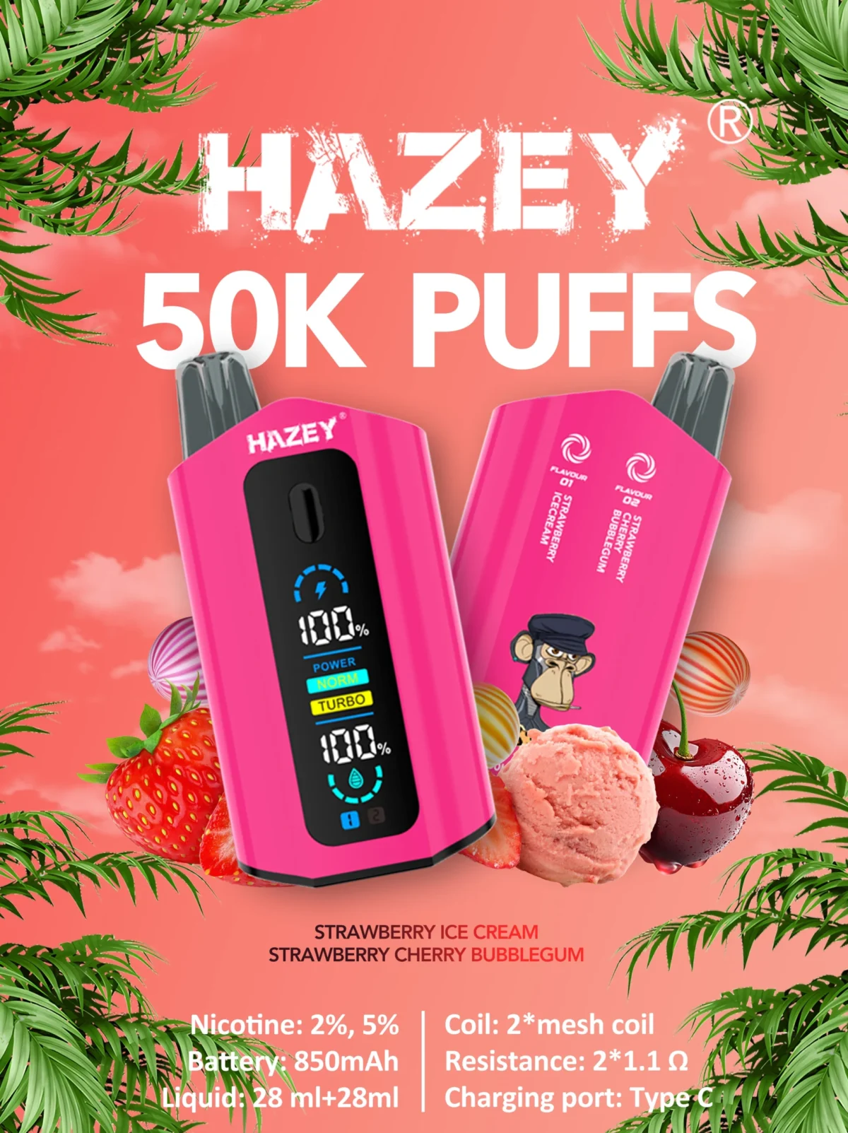 Hazey D200 50K Puffs Dual Flavor Turbo Mode Vape